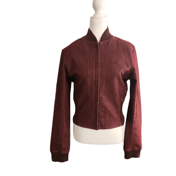 FUBU | Jackets & Coats | Womens Fubu The Collection Denim Burgundy Jean ...